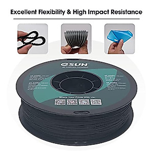 eSUN Flexible TPE Filament 1.75mm, TPE-83A 3D Printer Filament, 1KG Spool 3D Printing Filament for 3D Printers, Black