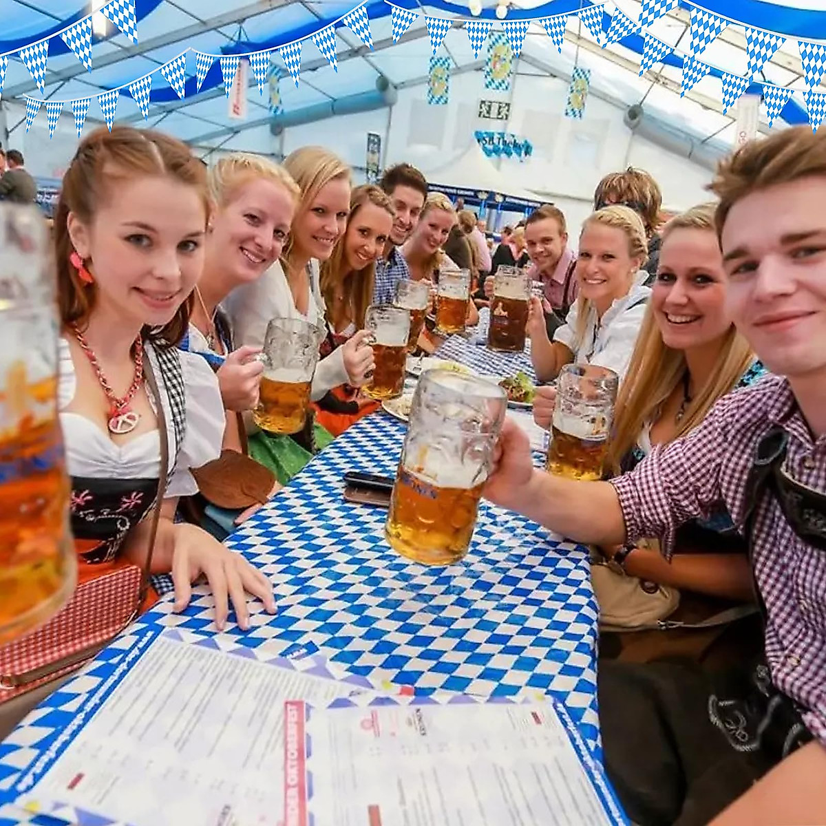 Oktoberfests Decorations Kit,German Party Supplies,Oktoberfests Flag Banner,Tablecloth Decoration Beers Festival Party Accessories