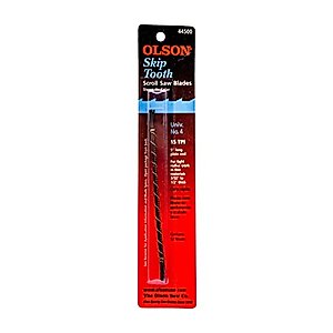 OLSON SAW FR44500 Skip Tooth 5-Inch x 0.015-Inch 15 TPI Scroll Saw Blade