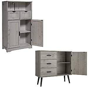 Iwell Storage Cabinet with Drawers & Shelf, Floor Storage Cabinet with Double Door, Sideboard, Cupboard for Living Room, Home Office