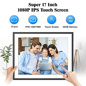 17-Inch 32GB WiFi Digital Photo Frame with Auto-Rotate, Unlimited Cloud Storage, App/Email Photo Sharing