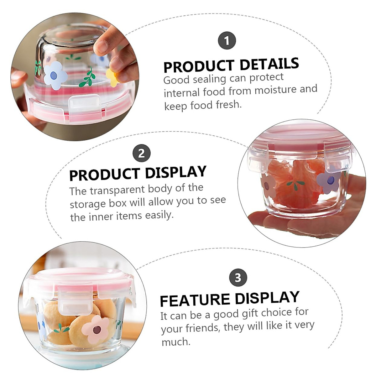 FELTECHELECTR Sealed Glass Box Containers Kitchen Storage Practical Container Durable Container Baby Food Airtight Storage Container Seal Food Container Sealed Food Case Small
