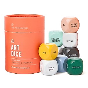 Two Tumbleweeds Art Dice - Drawing & Painting Game for Adults, Artists & Teachers - Set of 9 Dice for Creative Inspiration - Art Supplies for Studio and Classroom - Gift for Artist - 1+ Players