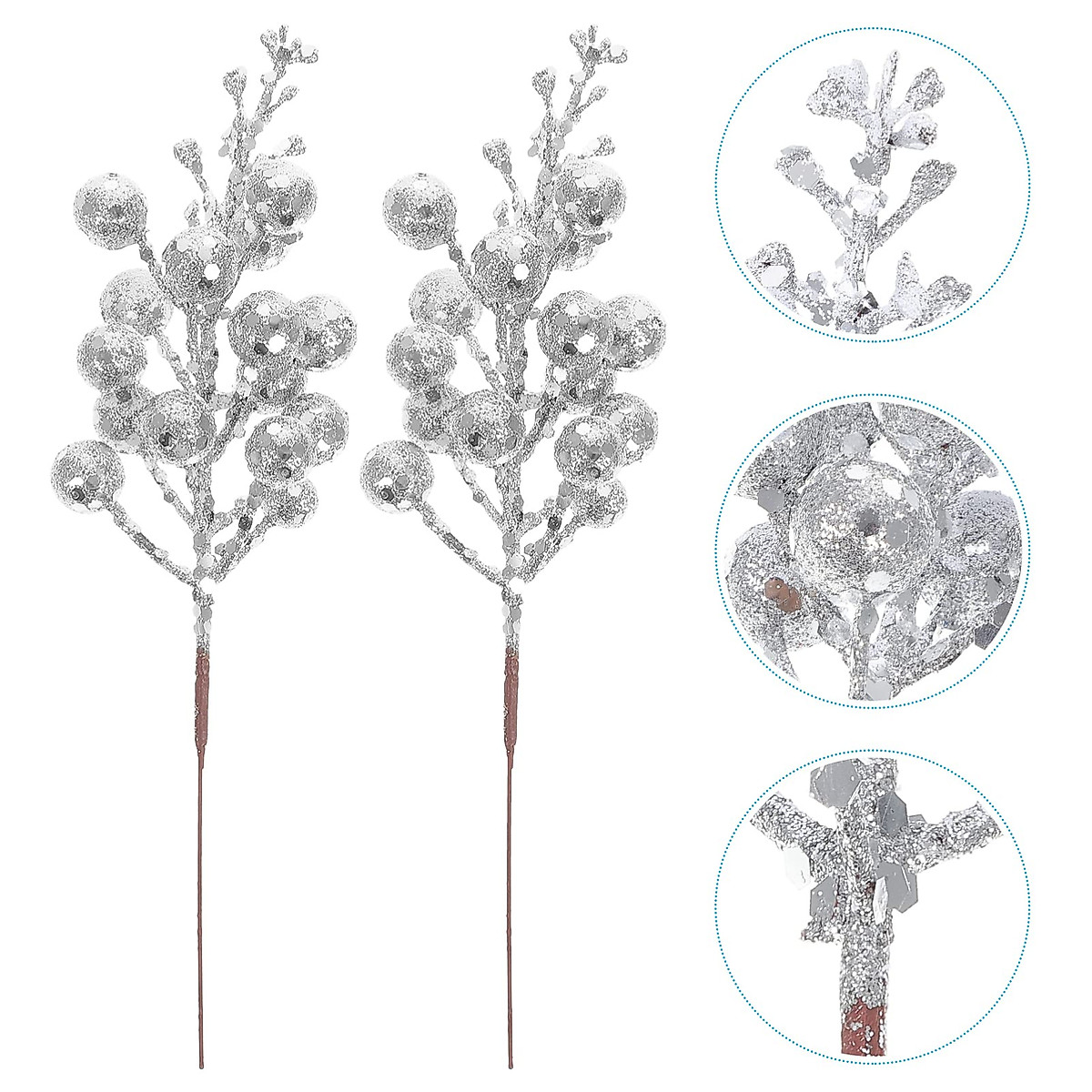 Alipis 10pcs Christmas Imitation Berries Xmas Ornaments Holly Berry Table Centerpiece Christmas Glitter Artificial Holly Berries Holiday Berry Stem Silver Vase Foam Outdoor Decorations