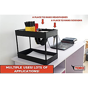 Under cabinet storage bathroom organizer - ideal for under sink and under counter. Stylish, for kitchens, closets, bathrooms, offices, and any space needing organizing! Plastic and easy to clean!