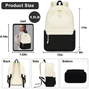 School Backpack for Teens Large Corduroy Bookbag Lightweight 17 inch Laptop Bag for Girls Boys Casual High School College