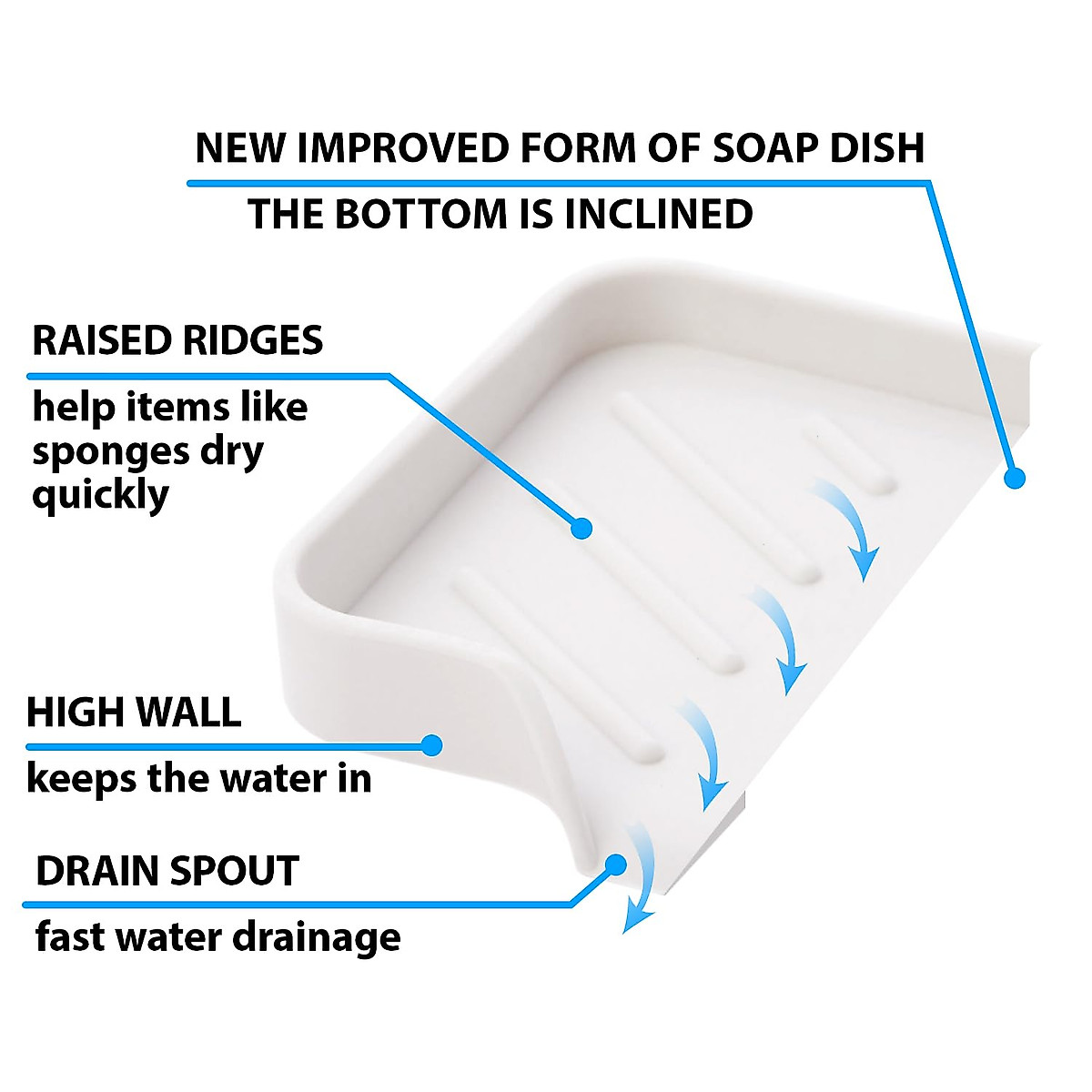 Silicone Soap Dish & Kitchen soap Tray - Self draining soap Dish, Soap Dish Shower | Silicone soap Holder | Soap Holder for Kitchen Sink | Small soap Dish - Durable Rubber Soap Dish with Drainage