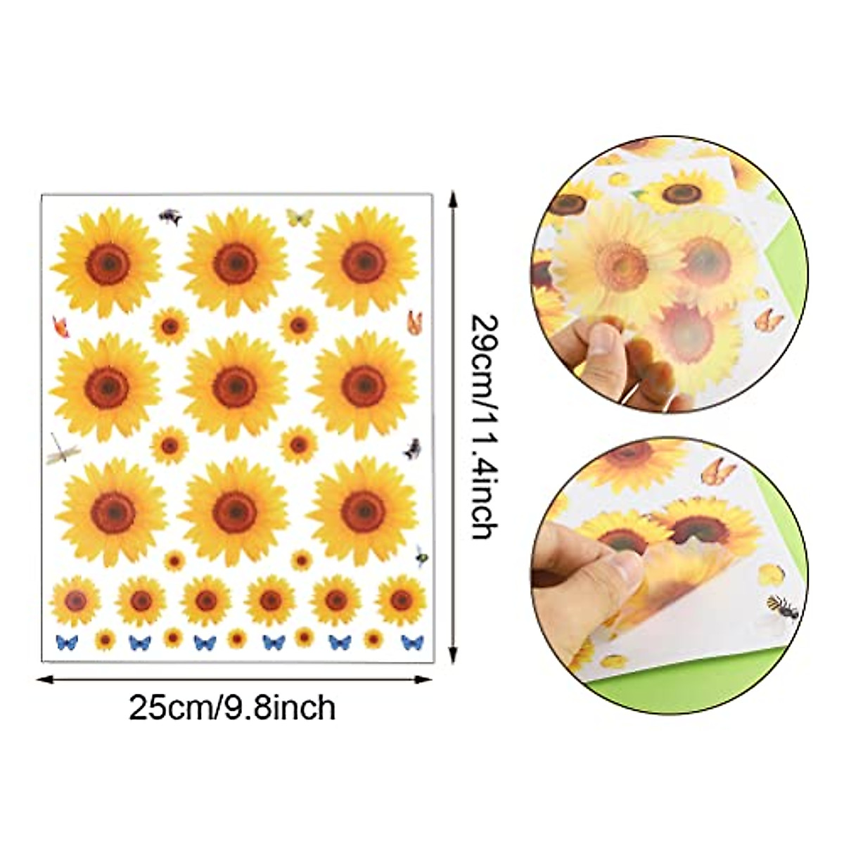 135 Pcs Sunflower Wall Sticker, Removable Sunflower Stickers Waterproof 3D Sunflower Wall Decor Stickers for Kids Mothers Day Decorations Bathroom Kitchen Decor Decals