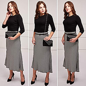 Dasein Women Satin Evening Bag Rhinestone Clutch Purse Wedding Prom Purse Formal Cocktail Party Handbag (Black)