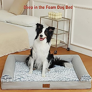 MIAO PAW Comfortable Orthopedic Dog Beds for Medium Large Dogs Egg- Foam Dog Crate Bed Removable Bolsters Washable Cover