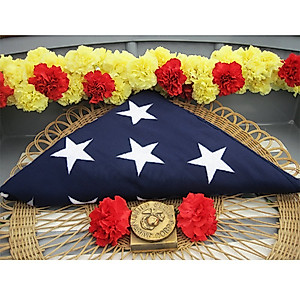 Anley Memorial Flag American US Flag 5x9.5 Foot Heavy Duty Cotton For Veteran - Embroidered Stars and Sewn Stripes - 4 Rows of Lock Stitching - USA Burial Casket Flags with Brass Grommets 5 X 9.5 Ft