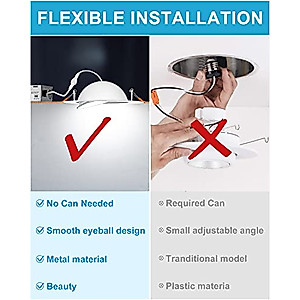 6Pack 𝗠𝗲𝘁𝗮𝗹 LED Downlight and Gimbal Recessed Lighting 6 inch, Adjustable Angled LED Recessed Lighted 3000K/4000K/5000K 12W=120W 1200LM Super Bright Directional Downlight