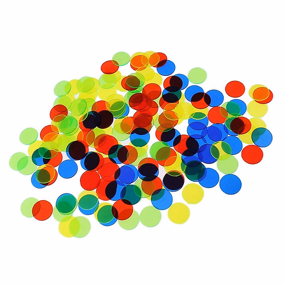 Toyvian Transparent Colorful Clear Bingo Counting Chip Plastic Markers, Plastic Bingo Chips, Transparent Color Mixture Counting Chips, for Carnival Bingo Games, Bingo Hall 200 Pieces (Random Color)