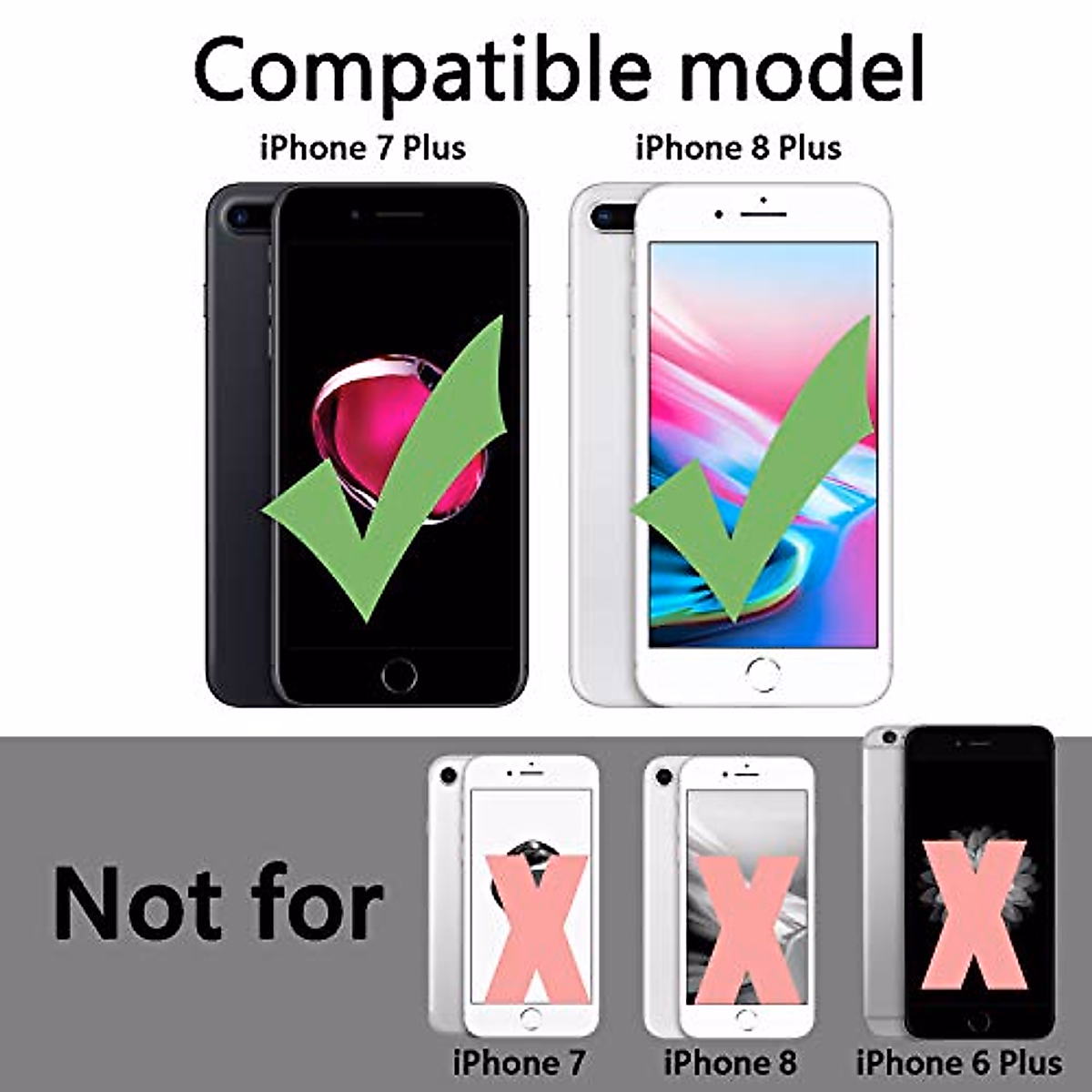 TENOC Phone Case Compatible for iPhone 7 Plus & iPhone 8 Plus Case, Clear Back Cover Bumper Cases for 7 Plus/ 8 Plus 5.5-Inch, Black