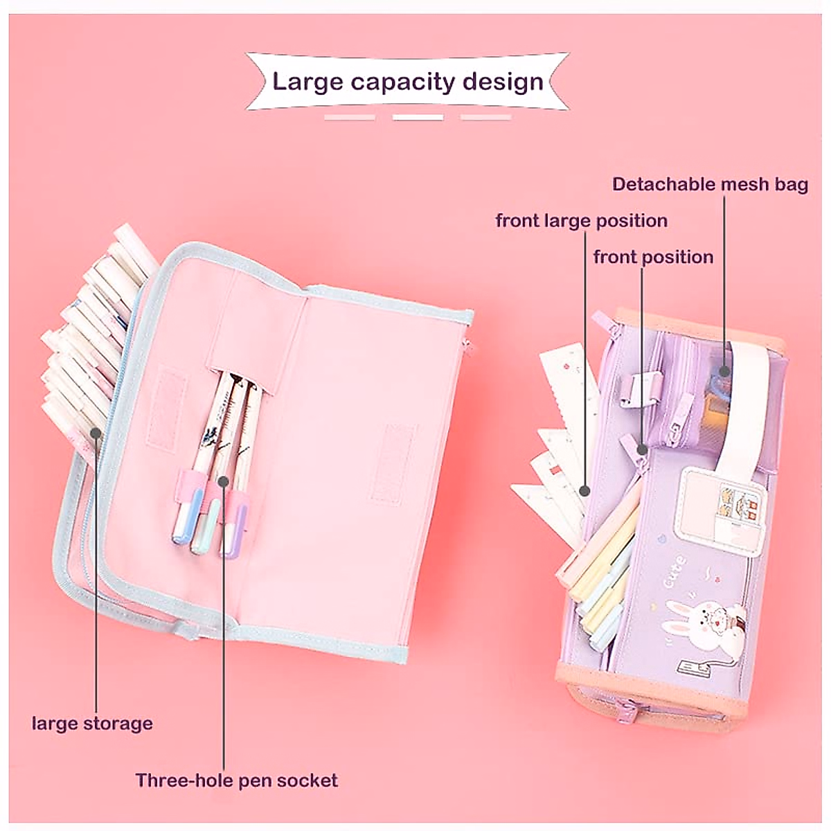 MOMEITU Kawaii Pencil case Kawaii School Supplies Cute Pencil case Large Capacity Pencil case Cute Pencil case Kawaii(Purple Planet)