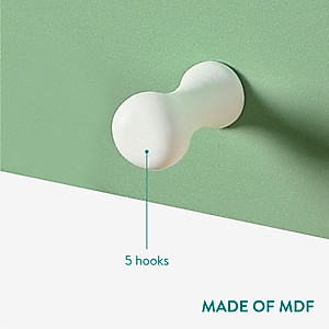 Navaris Kids Coat Hooks Rack - Wooden Hanger Rail with 5 Pegs - Wall Mounted Children's Coat Rack with 5 Hooks - Cute Animals Design