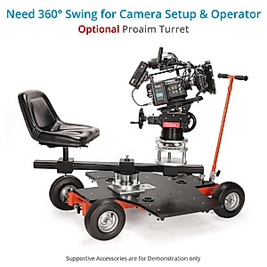 PROAIM Quad-4 Cinema Doorway Dolly with 100mm Camera Bowl Riser Telescopic Bazooka. Adjustable, 4-Position Operator Seat. Push/Pull Bar with Foam Handle (DL-QDFW-01)