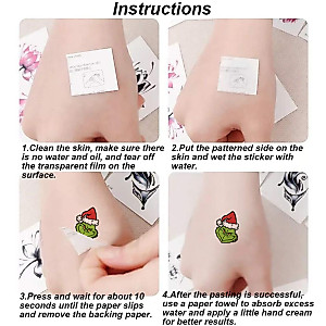 12 Sheets Christmas Temporary Tattoos for Kids, Christmas Birthday Party Supplies Christmas Party Decorations Xmas Party Favors for Kids Boys Girls Holiday Tattoos Gifts Stickers Fake Tattoos Decor