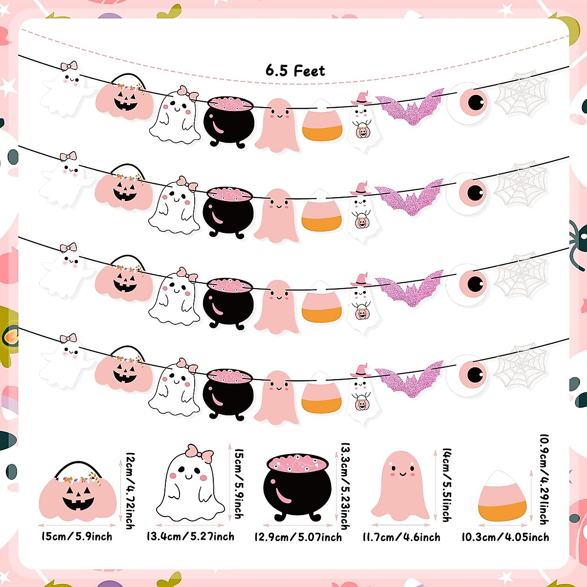 Pink Halloween Hanging Ghost Banners Halloween Party Banner Decor for Haunted House Porch Yard Fireplace Halloween Party Supplies Halloween Girls Birthday Baby Shower Happo Day Spooky Party Favors