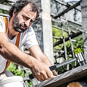 MotBach 2 Pack Double Head Plastic and Rubber Hammer, Double-Faced Soft Hammer(25mm and 35mm) with 4 Pcs Replacement Head(25mm and 35mm) for Jewelry, Leather Crafts, Wood, Flooring Installation