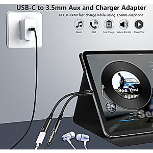 Samsung Galaxy S23 Headphone Adapter, 2 in 1 USB C to 3.5mm Audio Jack Hi-Res DAC and 60W Fast Charging Dongle Compatible with Pixel 7/7Pro/6/6Pro/5, Samsung Galaxy S23Ultra/S22+/S21FE/S20FE/S21/A53