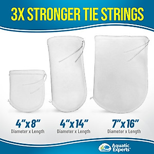 Aquatic Experts 200 Micron Drawstring Filter Sock - Filter Socks for Saltwater Aquarium, Sump Filter Sock, Freshwater Aquarium Filter Sock - Custom Made in The USA (4 inch by 14 inch, 4 Pack)