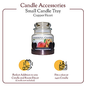 A Cheerful Giver Metal Candle Tray - 4" Copper Heart Small Candle Jar Tray Fits 16 oz. & 24 oz. Cheerful Candle Jars - Rustic Candle Accessories