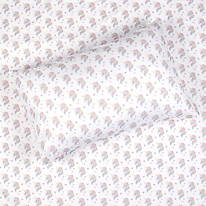 Kids Rule 4-Piece Unicorn Sheet Set | 1 Full Flat Sheet, 1 Full Fitted Sheet & 2 Queen Pillowcases | Made of 100% Softly Brushed Microfiber Polyester | Soft, Smooth & Durable | for Girls | Pink