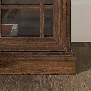 Walker Edison Classic Glass Door Universal TV Stand for TV's up to 64" Flat Screen Living Room Storage Cabinet Doors and Shelves Entertainment Center, 16"D x 58"W x 33"H, Dark Walnut