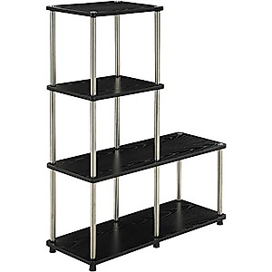 Convenience Concepts Designs2Go 4 tier Multi Shelf "L" Bookshelf, Black