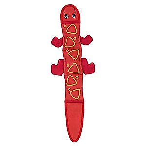 Outward Hound Fire Biterz Red Lizard Plush Firehose Material Interactive Dog Toy, Large