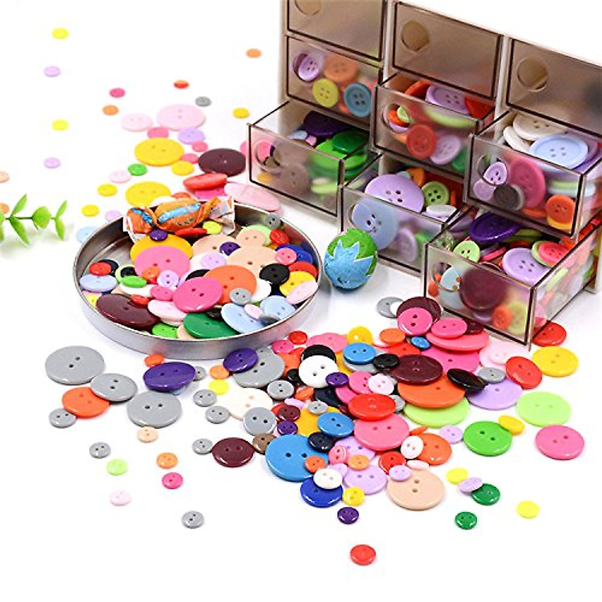 800 Pcs Assorted Sizes Resin Buttons,Round Craft Buttons for Sewing DIY Crafts,Children's Manual Button Painting