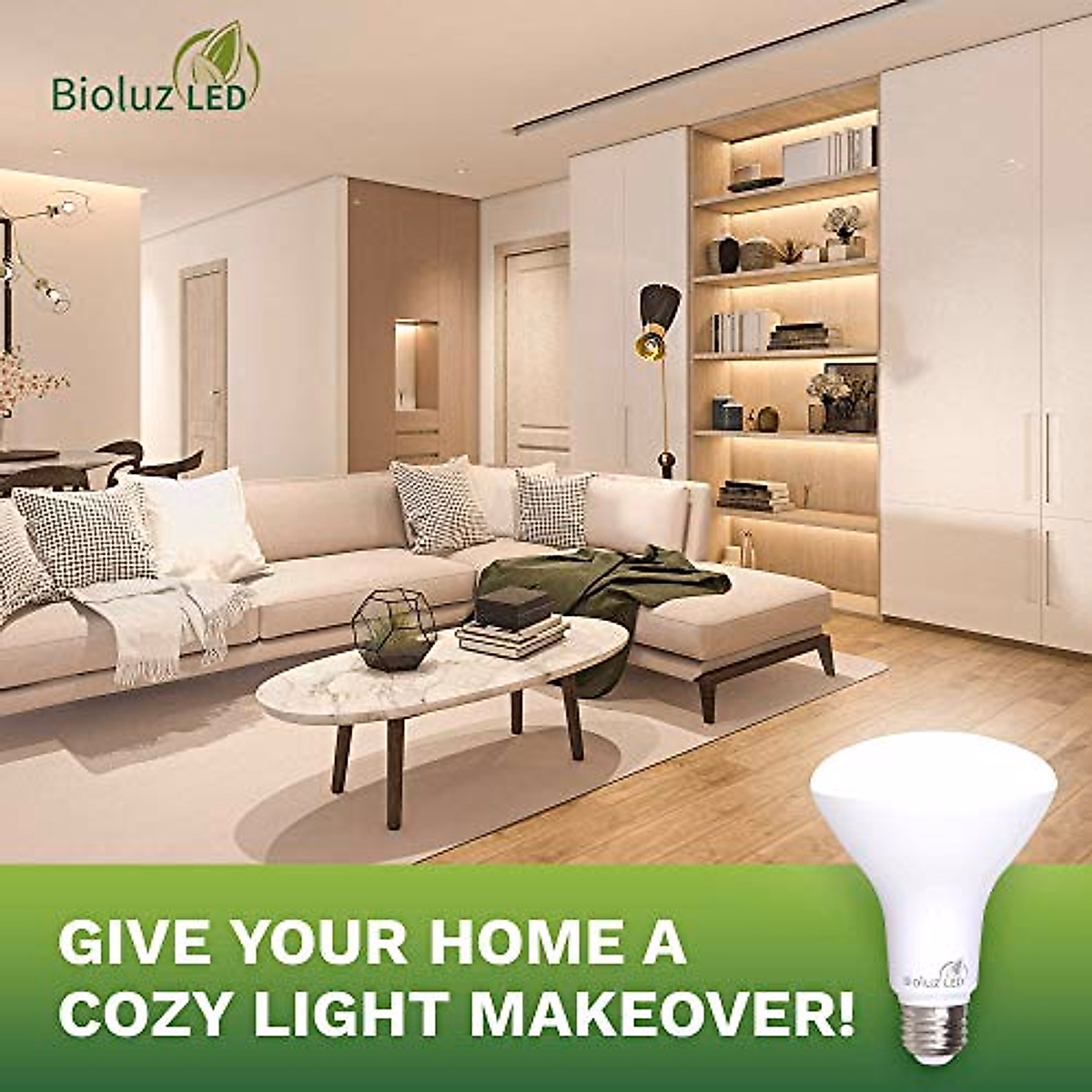 Bioluz LED 90 CRI BR30 LED Bulb 3000K Soft White 7.5W = 65 Watt Replacement 650 Lumen Dimmable Indoor/Outdoor Flood Light UL Listed Title 20 High Efficacy Lighting (Pack of 4)
