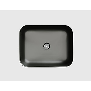 ELLAI Bathroom Vessel Sink Rectangle Bathroom Sink Bowl Above Counter Porcelain Ceramic Top Mount Rectanglar Sink Countertop Vanity Art Basin for Bathroom 19.7"x15.2"x5.4” Matte Black