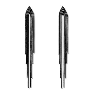 Long Black Earrings for Women Dangling Tassel Earrings Long Metal Chain Tassel Dangle Earrings Black Fringe Earrings Geometric Earrings Bridesmaid Jewelry