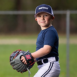 Marucci boys Right Hand Thrower Baseball Glove, GRAY/RED, 12 US