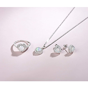 FANCIME October Birthstone Necklaces for Women Sterling Silver Necklace Heart Necklace Opal Necklaces for Women