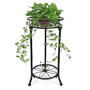 YHIJURS Metal Plant Stand Indoor, 2 Tier Plant Stands, 20.3'' Tall Iron Corner Potted Flower Stand Outdoor, Heavy Duty Plants Shelf, Planter Holder, Art Decor for Garden -Black