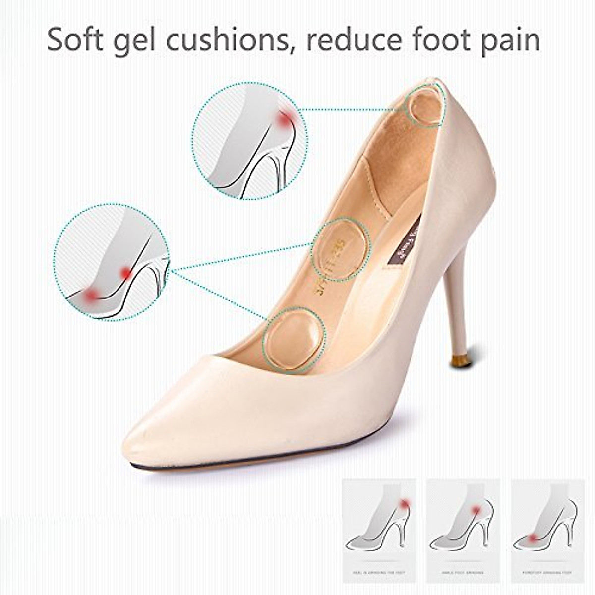 Gel Heel Pads [12 PCS] Soft High Heel Pads Shoe Pads Silicone Gel Heel Cushion Inserts for Women Foot Care Shoe Inserts Pad Insoles, Prevent Back Heel Pain and Improve Loose Shoe Fit, Self-Adhesive