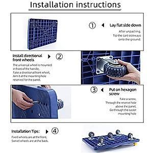 Platform Truck with 1320lb Weight Capacity and 360 Degree Swivel Wheels, Foldable Push Hand Cart for Loading and Storage, Blue