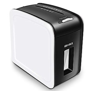 EZBASICS 5-Sheet Cross-Cut （Lubricant is not Needed） Paper and Credit Card Shredder with Pullout Basket, 58 dB, White