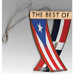 PUERTO RICO AND DOMINICAN REPUBLIC DOMIRICAN BORICUA DOMINICANO CARIBBEAN REARVIEW MIRROR MINI BANNER HANGING FLAGS FOR THE CAR UNITY FLAGZ™