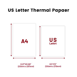 LabelCreate M833 Portable Printer with 200 Sheets US-Letter Thermal Papers Sheet, Size 8.5"×11”