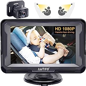 Baby Car Camera Rear Facing: HD 1080P Car Baby Monitor with Camera Wide View 360° Rotation Adjustable Backseat Camera Crystal Night Vision 3 Mins Easy to Install