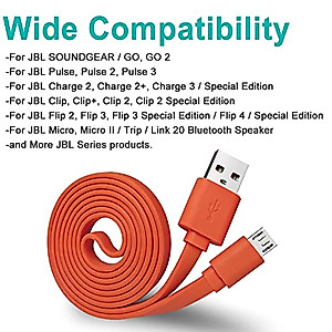 Charger Cord for JBL Speaker,Flat Micro USB Charging Power Supply Cable Cord Line for JBL Speaker Earphone Headphone Charge Replacement 3FT