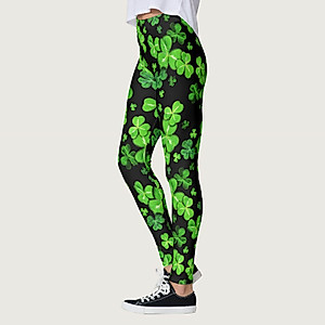 Saint Patrick Day Workout Leggings Women Shamrock Printed Yoga Leggings Tummy Control High Waist Fitness Pants