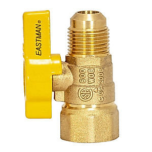 Eastman 1/2 Inch FIP x 1/2 Inch OD Flare Female Straight Gas Ball Valve with 1/4-Turn Handle, Brass Plumbing Fitting, 60003