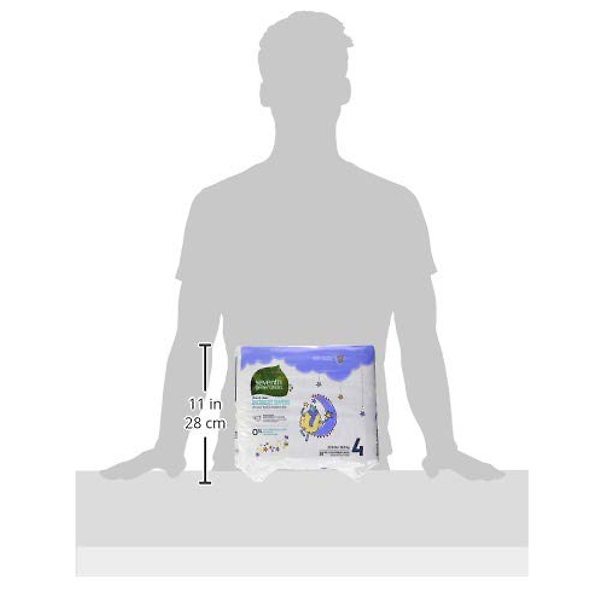 Seventh Generation Baby Overnight Diapers, Free & Clear, Stage 4, 22-32lbs, 24 count (Packaging May Vary)