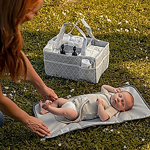 Comfy Cubs Diaper Caddy Organizer- Large Portable Baby Diaper Caddy Nursery Storage Bin and Car Travel Basket and Baby Changing Pad, Portable Diaper Changing Pads Bundled