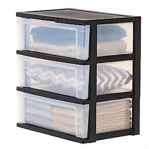 IRIS USA Wide 3 Drawer Plastic Storage Chests 2 Pack